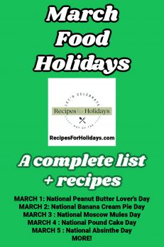 MARCH Food Holidays - Recipes For Holidays